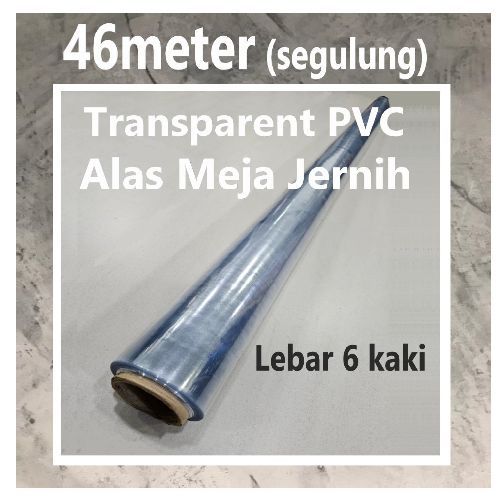Transparent PVC Alas Meja Jernih Lebar 6Kaki/183cm Tebal 0.16mm 0.11mm ...