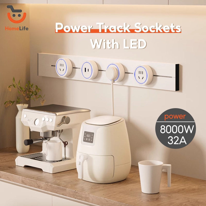 Power Track Socket UK Plug 3 Pin 32A Power Line With LED Usb+Type-C ...