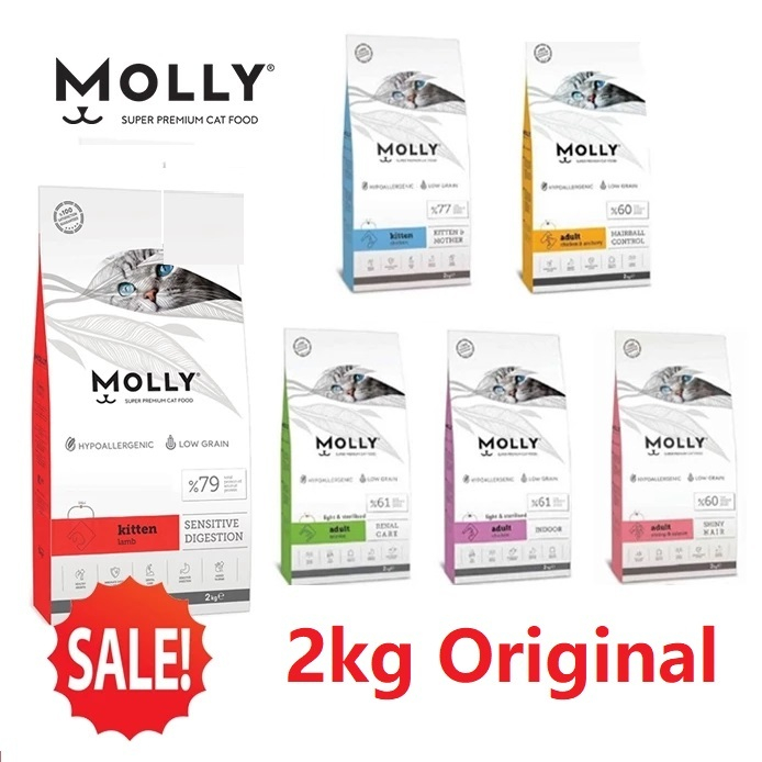 MOLLY Cat Food Super Premium 2kg Original (Hairball, Salmon Shrimp ...