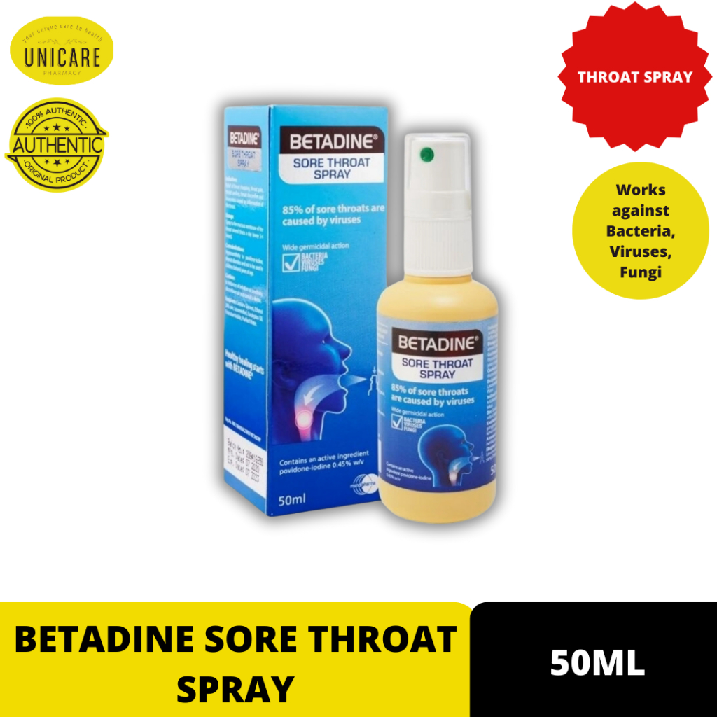 BETADINE SORE THROAT SPRAY 50ML (0.45% POVIDONE IODINE) | Semburan ...