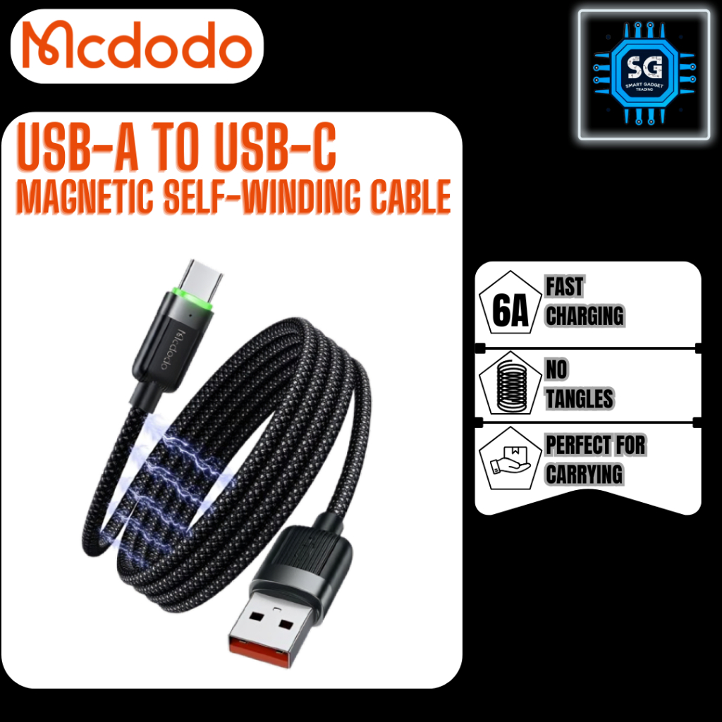 Mcdodo USB-A To USB-C Magnetic Self-Winding Cable | Shopee Malaysia