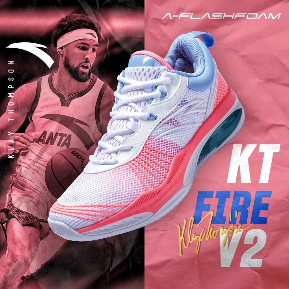 ANTA Men KT FIRE 2 V2 Basketball 812331606S-3 -White/Pink/Blue (Kasut ...
