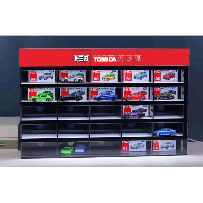 25 Slot Tomica Display Rack/Case with Led Lights & Acrylic Sliding Door ...