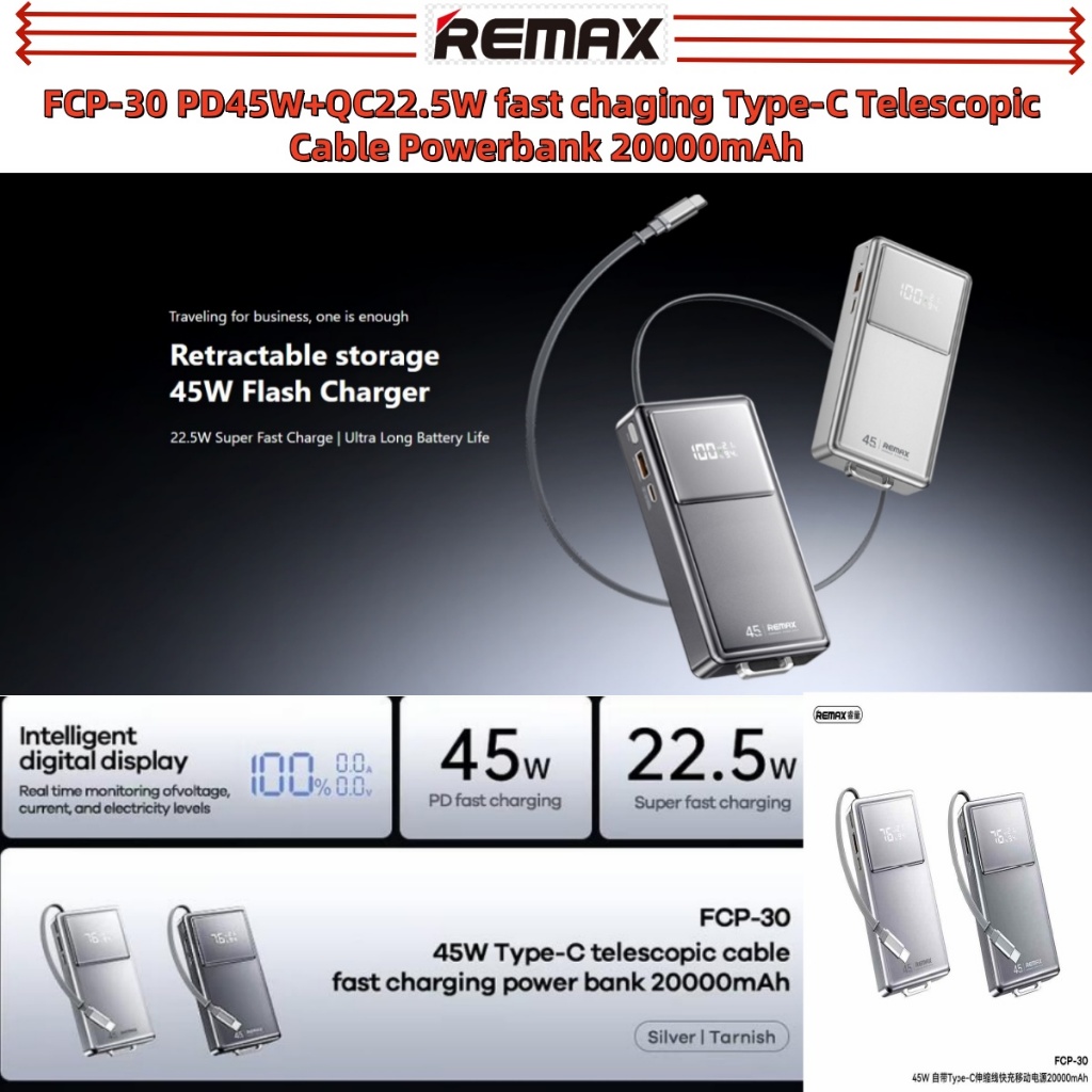 (NO COD) REMAX FCP-30 20000mAh PD45W+QC22.5W Fast Charging Power Bank ...