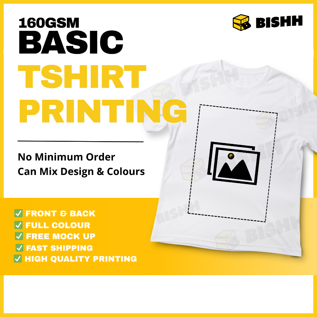 BISHH CUSTOM Basic Tshirt - 160GSM Premium Cotton | Shopee Malaysia
