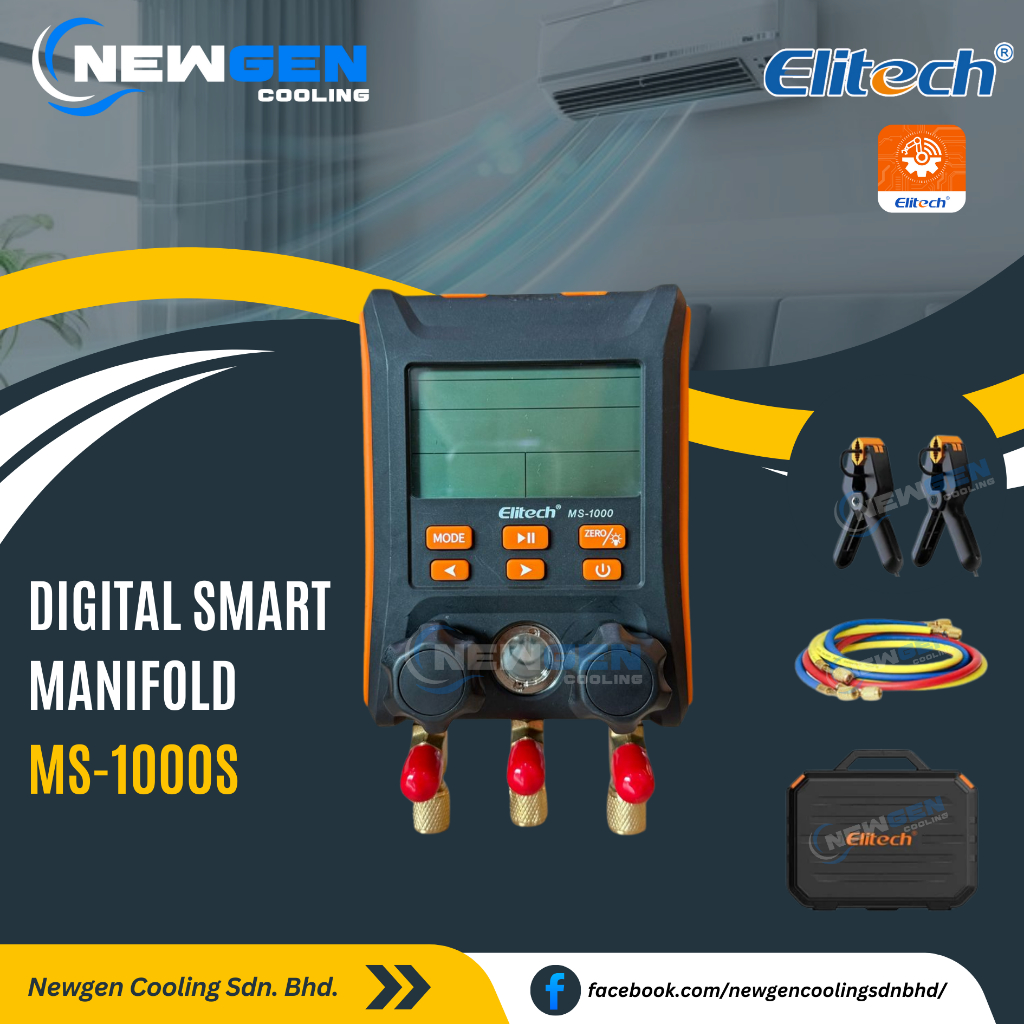 Elitech MS-1000S Wireless Digital Manifold with Hose | Shopee Malaysia