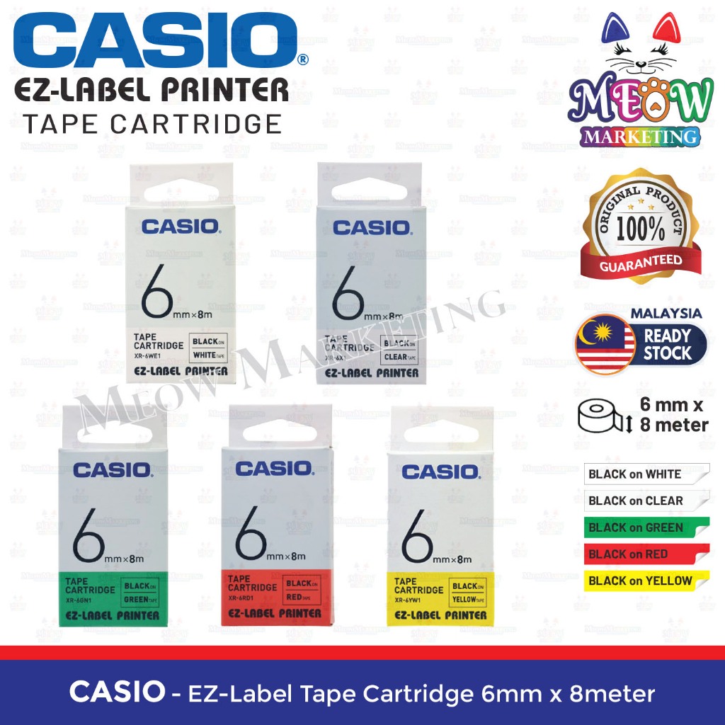 Casio EZ Label Printer Tape Cartridge (ORIGINAL) for Casio Label ...