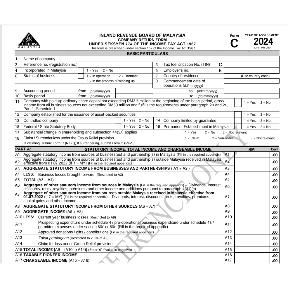Return Forms - form b, form PT, form C, form E notes and guidance for ...