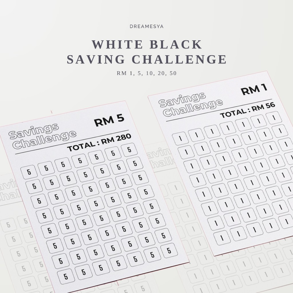 SAVING CHALLENGE RM 1, 5/10/20/50 A6 SIZE, MONEY PLANNER | FREE GIFT!! | Shopee Malaysia