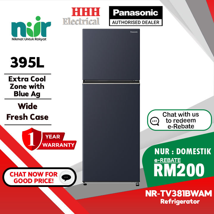 Panasonic 395L Inverter Refrigerator NR-TL381BWAM (MATTE NAVY BLUE ...