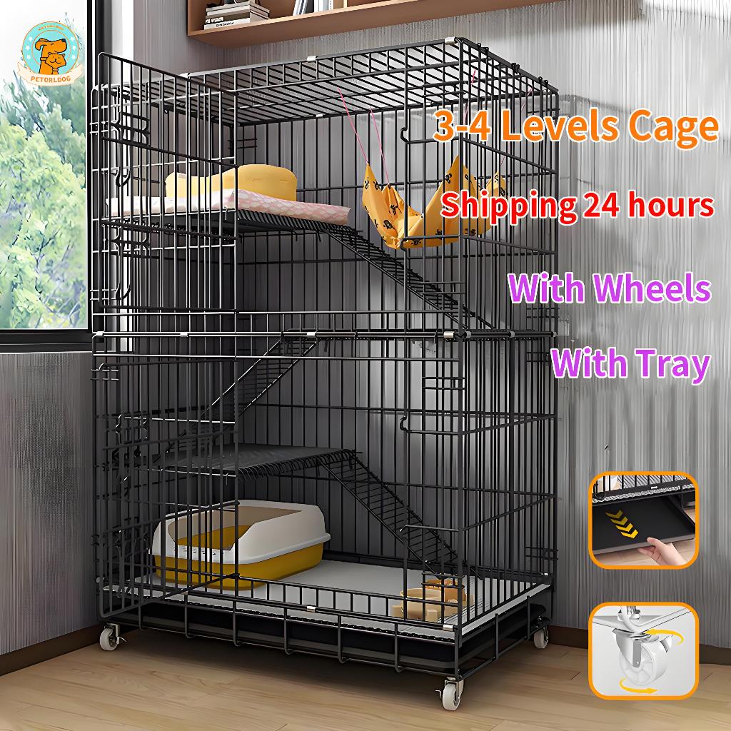 BIG PLATFORM Sangkar Kucing Besar 4 Tingkat Sangkar Kucing Cat Cage 3/4 ...