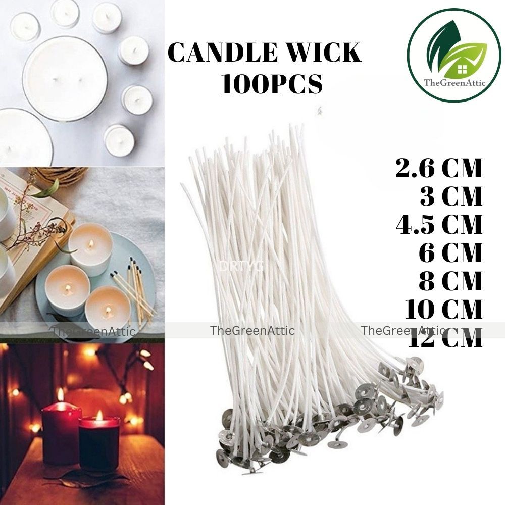 TheGreenAttic (100pcs) Candle Wick 100% Cotton Tealight Candle 2.5cm ...