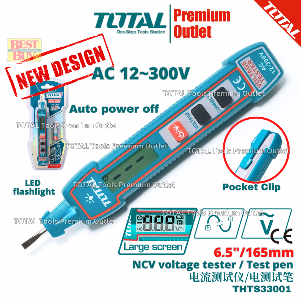 TOTAL Tools NCV voltage tester / Test pen AC 15~300V,LCD digital ...