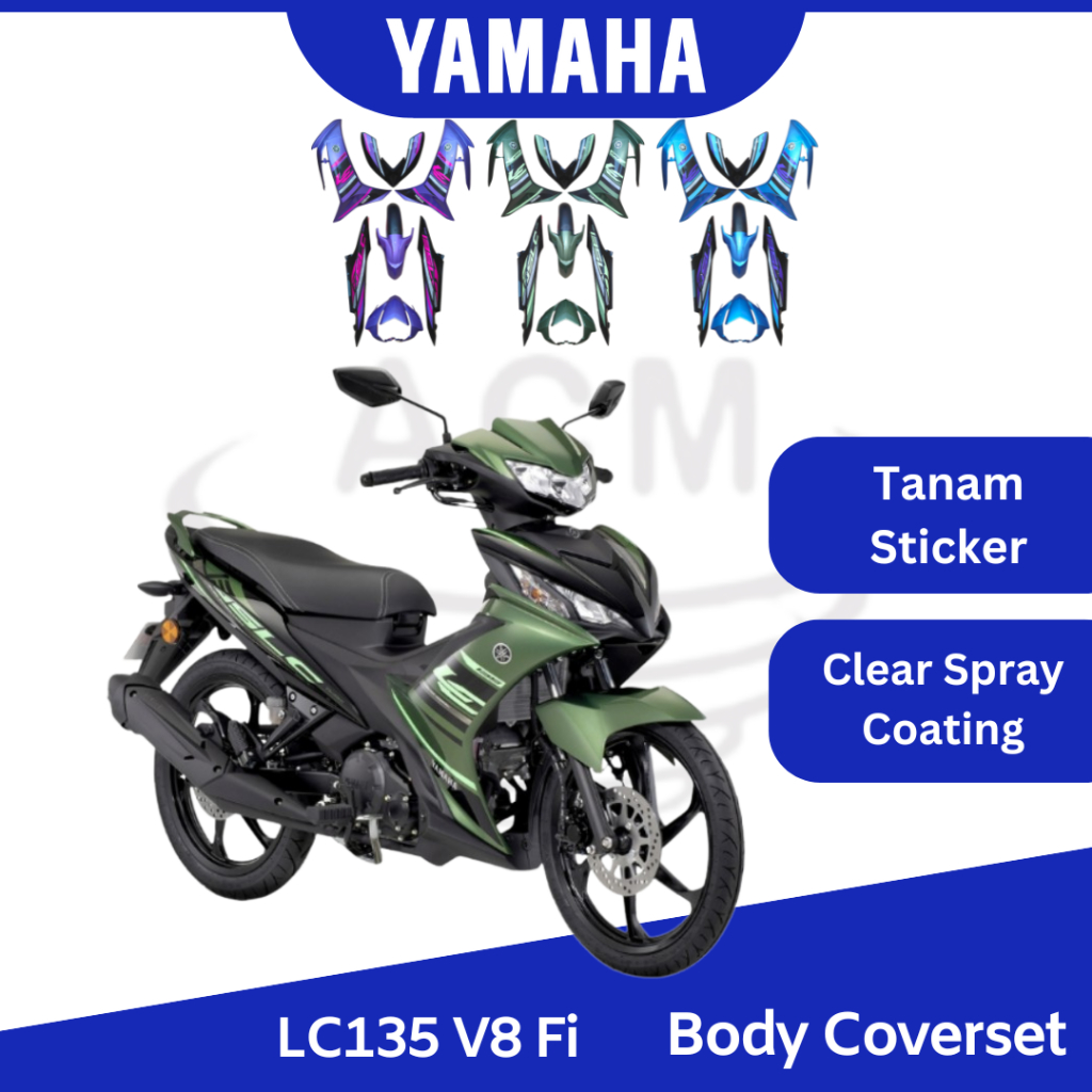 YAMAHA LC135 V8 Fi Tanam Sticker Full Body Cover Set Coverset Stripe ...
