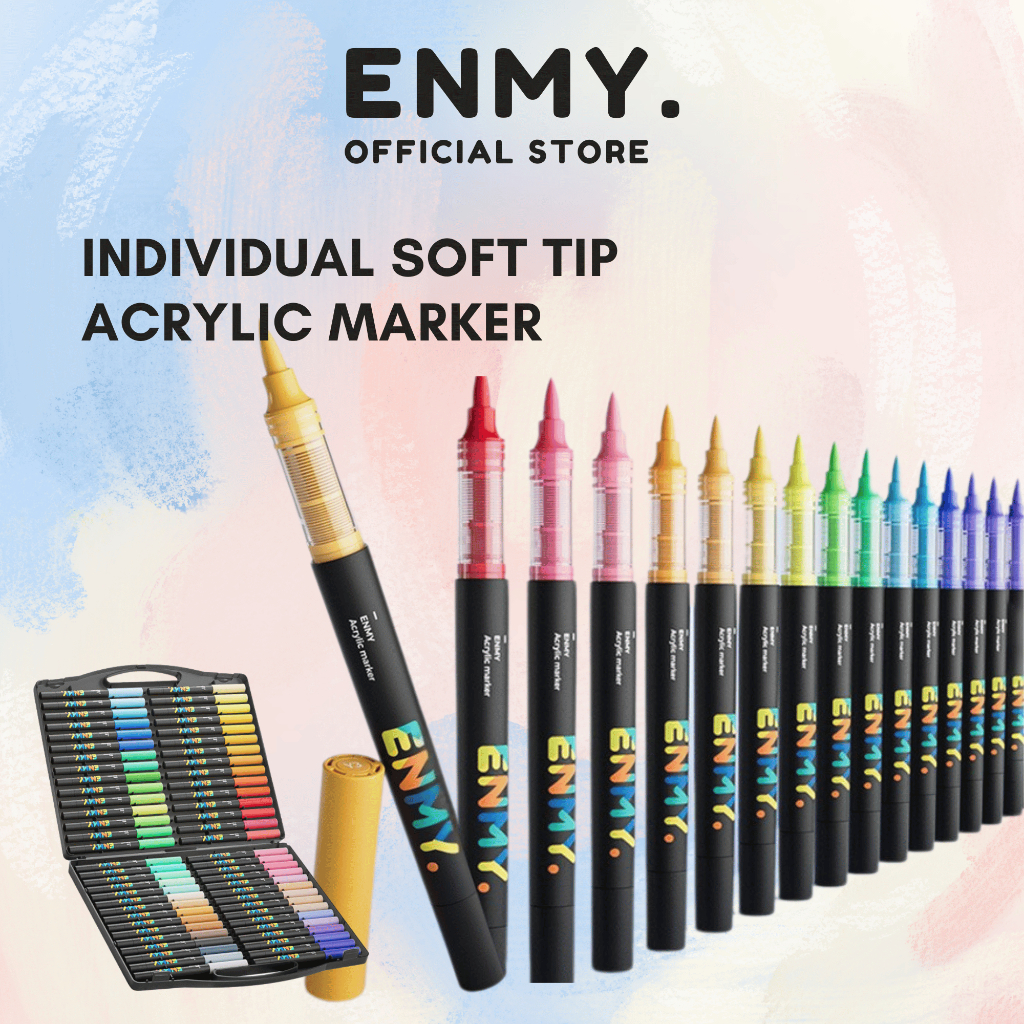 ENMY Individual Acrylic Marker Soft Tip Pen Refill Set Paint Drawing ...