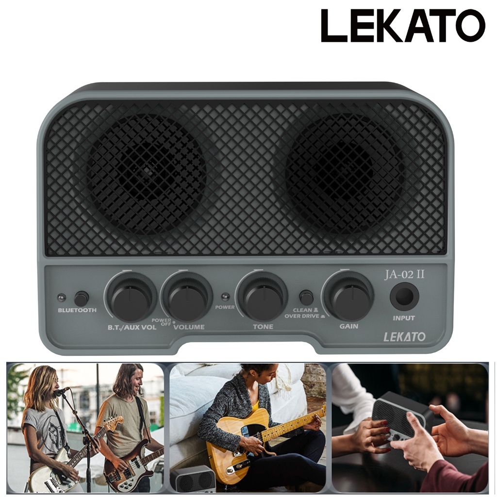 LEKATO Mini Electric Guitar Amplifier 5W Rechargeable Clean&Overdrive Effects Bluetooth 5.0 ...