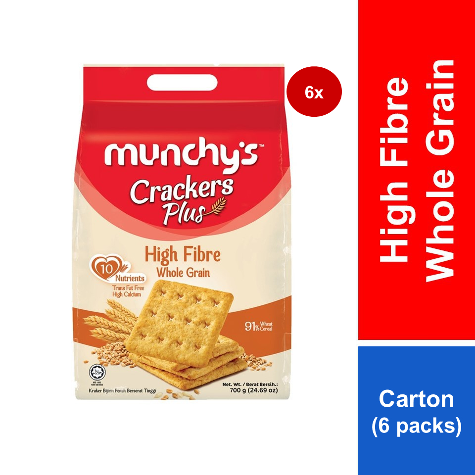[Carton of 6] Munchy's Crackers Plus High Fibre Whole Grain (700g ...