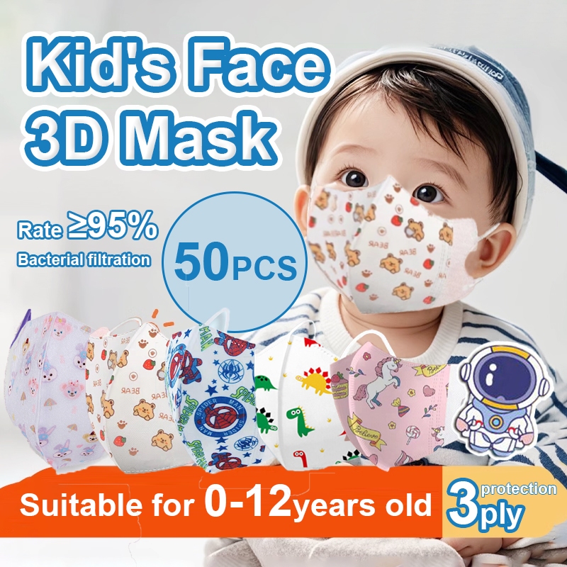 [3D Kids Mask] 100PCS Duckbill 3D Mask Cartoon Kids/Baby Disposable ...