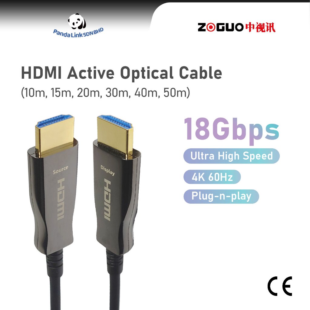 ZOGUO HDMI AOC Active Optical Cable 4K60Hz (10m-50m) | Shopee Malaysia