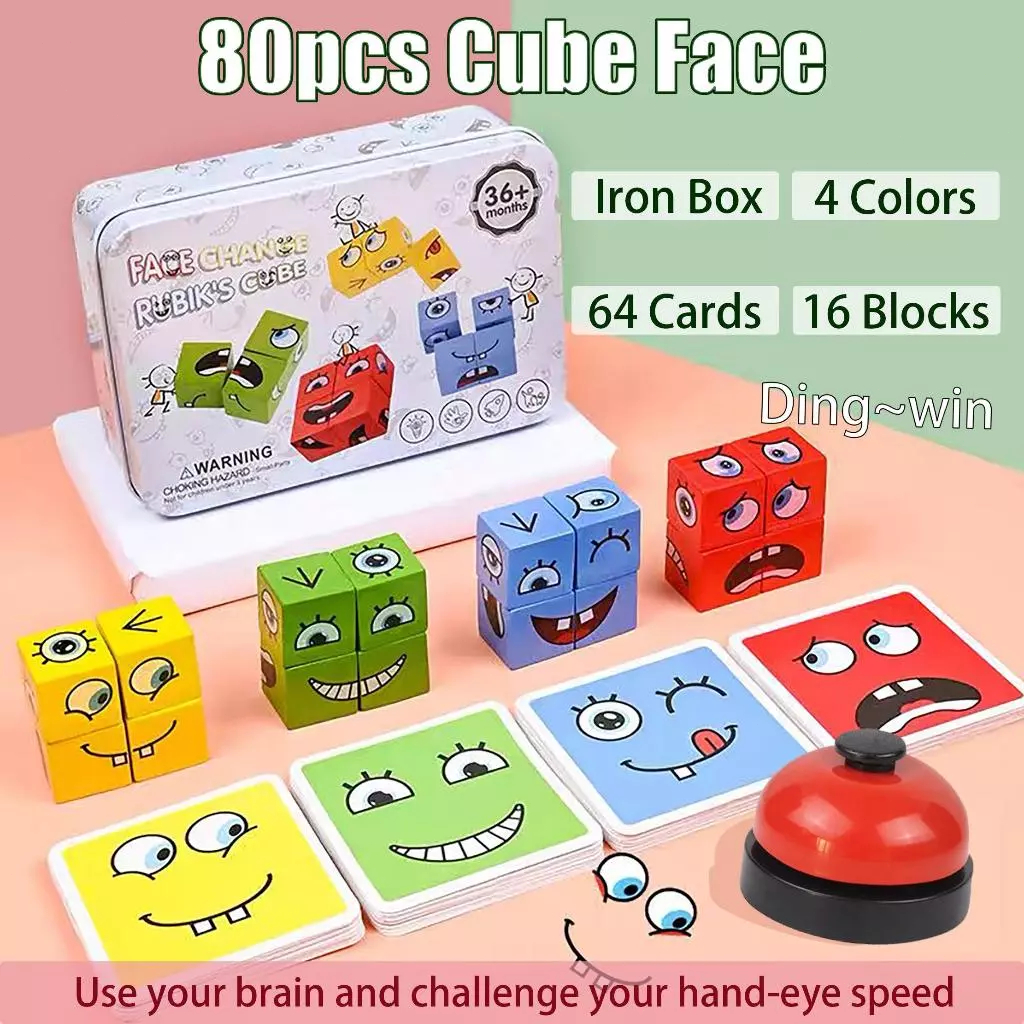 New 80pcs Cube Face Changing Building Blocks Board Game Expression ...