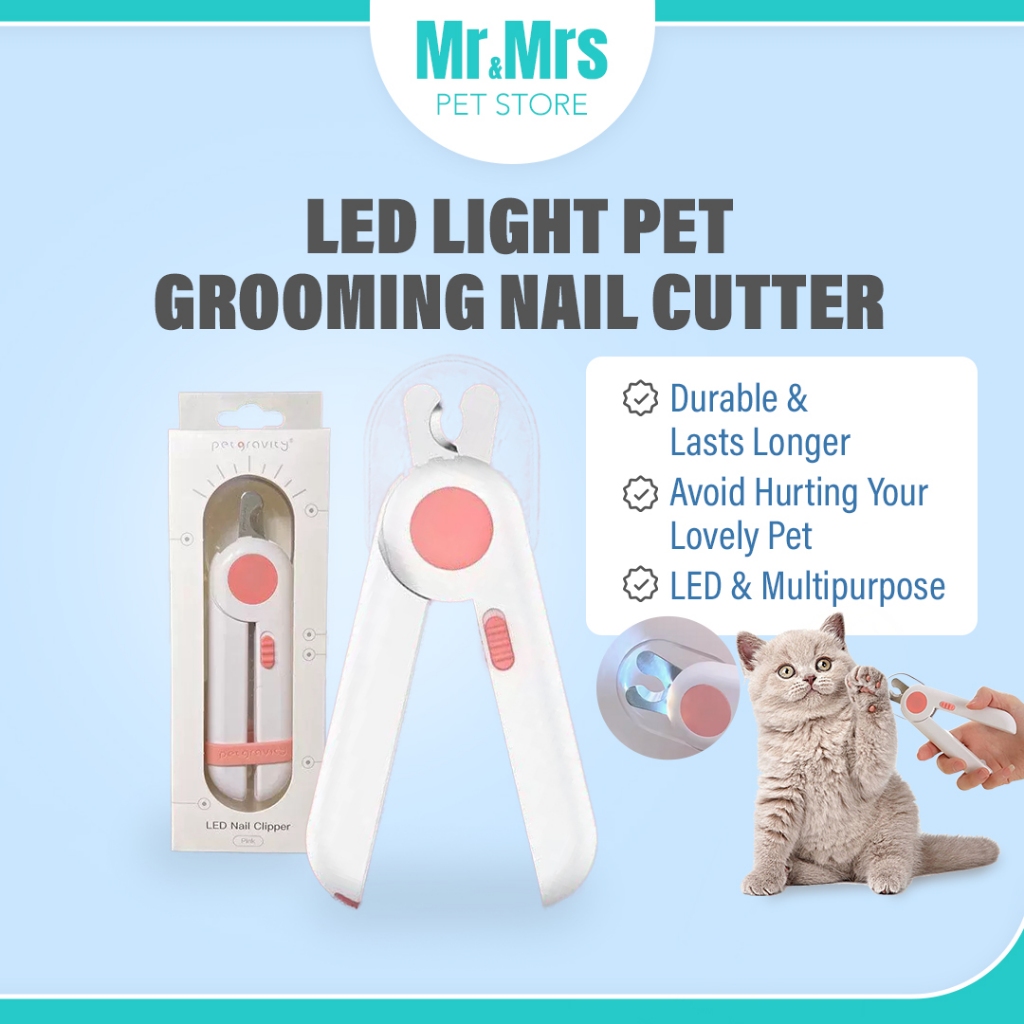 LED Light Pet Grooming Nail Cutter Cat Nail Clipper Dog Beauty Pemotong ...