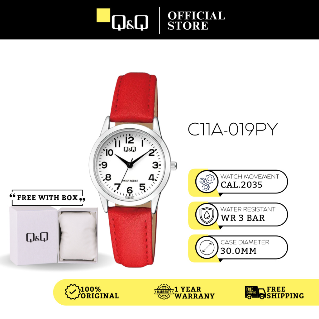 Q&Q Japan by Citizen Jam Tangan Wanita Ladies Leather Analogue Watch ...