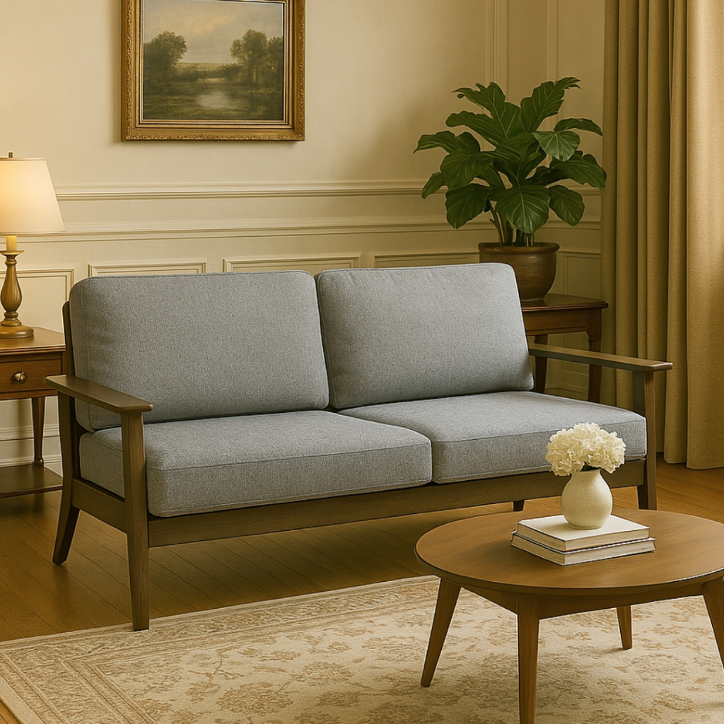 Furniture Direct LAYTON ATIVA 3 Seater Wooden Sofa-Rustic Cocoa ...