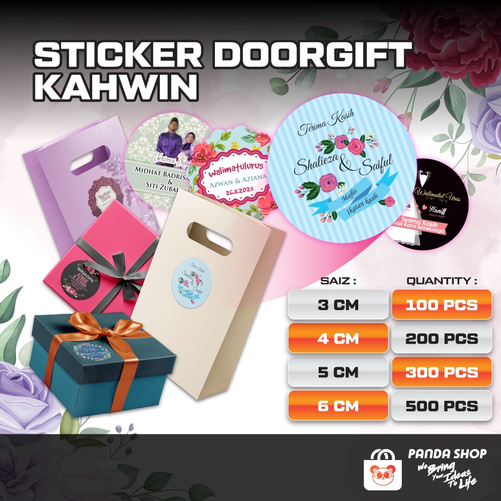 STICKER DOORGIFT KAHWIN CUSTOM PRINTING | Shopee Malaysia