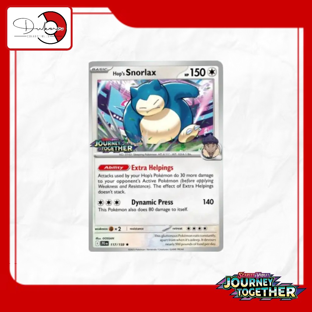 Hop's Snorlax Promo Card - 117/159 - Holo [Pokémon TCG : Scarlet ...