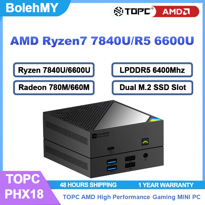 TOPC AMD R7 7840HS Ryzen7 R7 7840HS 7840U Ryzen5 6600U LPDDR5 6400Mhz M ...
