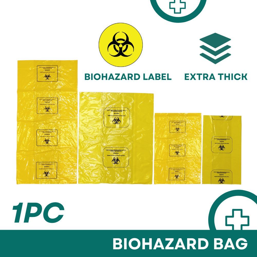 1PC Biohazard Plastic Bags (5L/10L/30L/100L) Leakproof Safety Waste ...