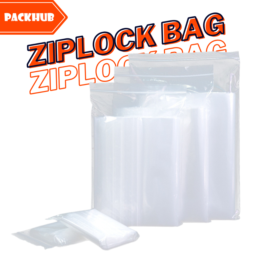 PACKHUB 100PCS Zip Lock Plastic Bag Food Plastik Transparent Ziplock ...