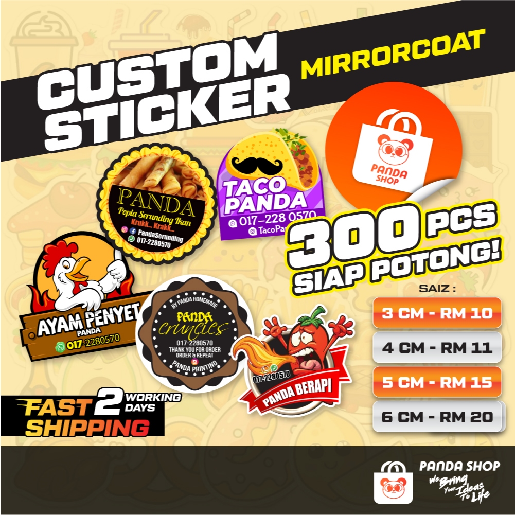 STICKER LABEL PRODUCT | 3CM/4CM/5CM/6CM | MIRRORCOAT | 100/200/300 PCS ...