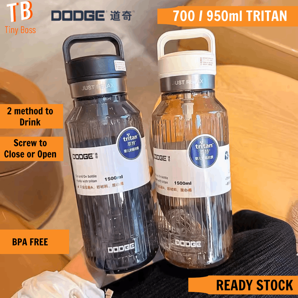 Dodge Tritan Bottle 950ML Tritan BPA-Free Plastic Water Bottle Up to 90°C - Botol Minuman Air ...