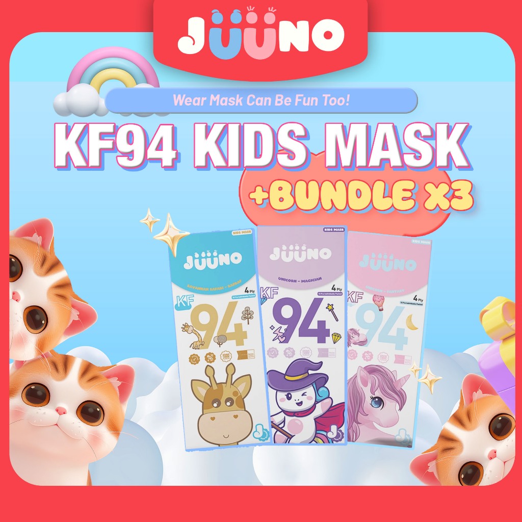 JUUNO Kids Mask KF94 4 Ply 3D Protective Mask (3 Boxes) | Shopee Malaysia