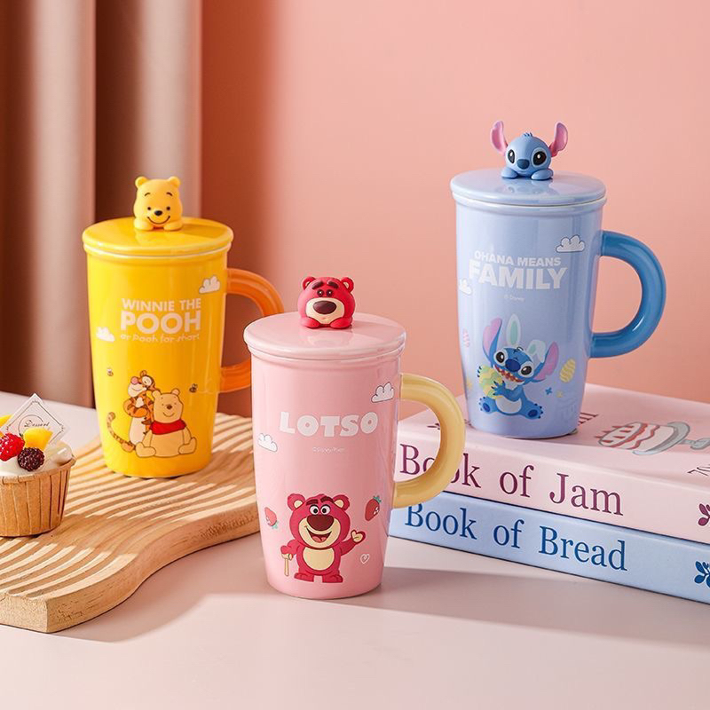 Disney Seramik Cawan Stitch Pooh Lotso Ceramic Mug With Lid 500ml ...