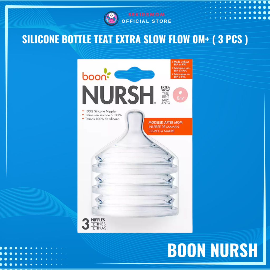 Puting Botol Susu Boon Nursh Silicone Bottle Teats Extra Slow Flow 0m ...
