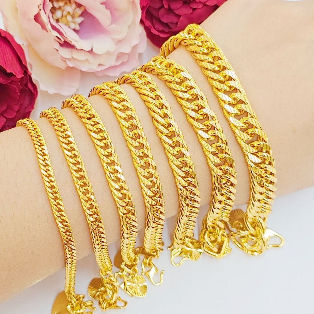 Gelang tangan lipan pasir Emas Sadur 24K Emas Titanium Emas Bangkok ...
