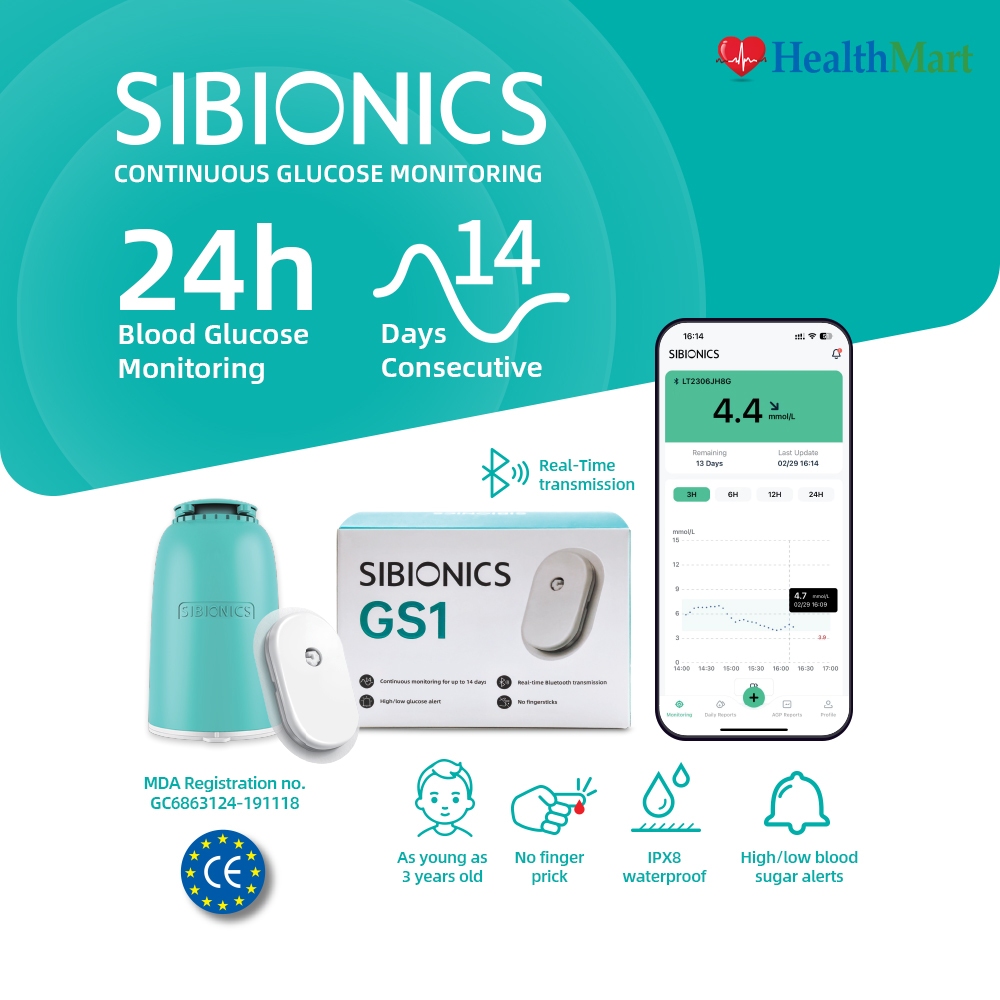 🇲🇾SIBIONICS CGM ( 24 hours/14 days Continuous Glucose Monitoring System) GS1- MDA APPROVED ...
