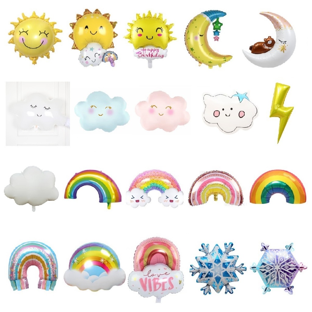 [Ready Stock] Weather Themed Foil Balloon Rainbow Cloud Snowflake Sun ...