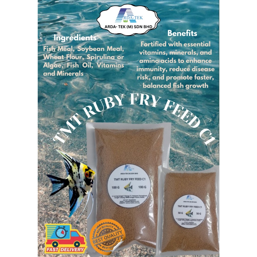 TMT RUBY FRY FEED C1 X 100 G / MAKANAN IKAN / FLOATING / TIMBUL / GUPPY ...