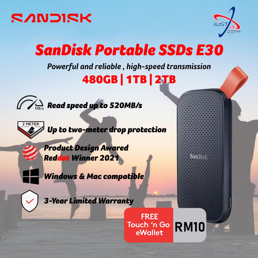 SanDisk Extreme E30 USB 3.2 Gen 2 Type-C Portable SSD (480GB/1TB/2TB) | Shopee Malaysia