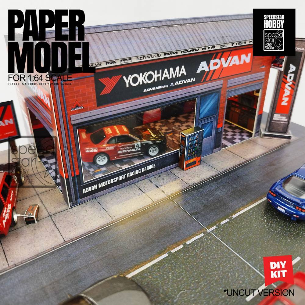 1:64 Advan Motorsport Garage Base #B1 - Diorama Paper Model Speedstar hobby | Shopee Malaysia