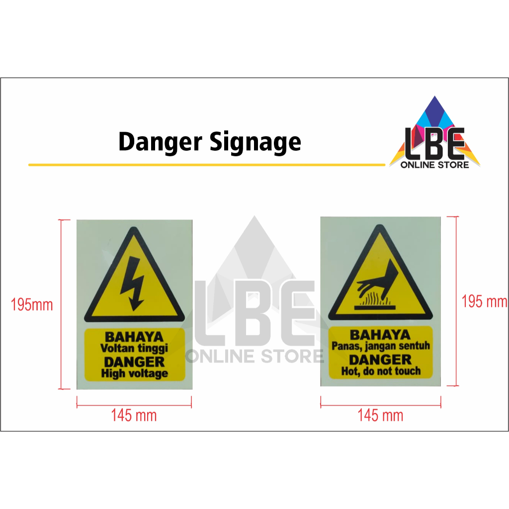 Bahaya Signage, High Voltage Signage, Danger Hot (145mm x 195mm ...
