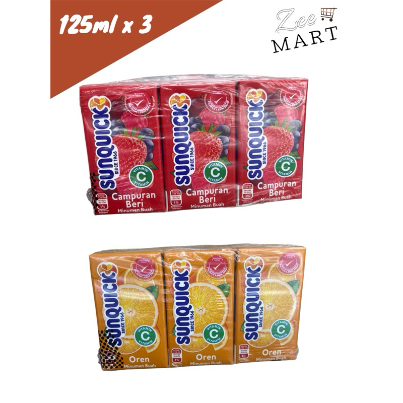 Sunquick Mini 125ml x 3 Minuman Buah Dengan Vitamin C | Shopee Malaysia