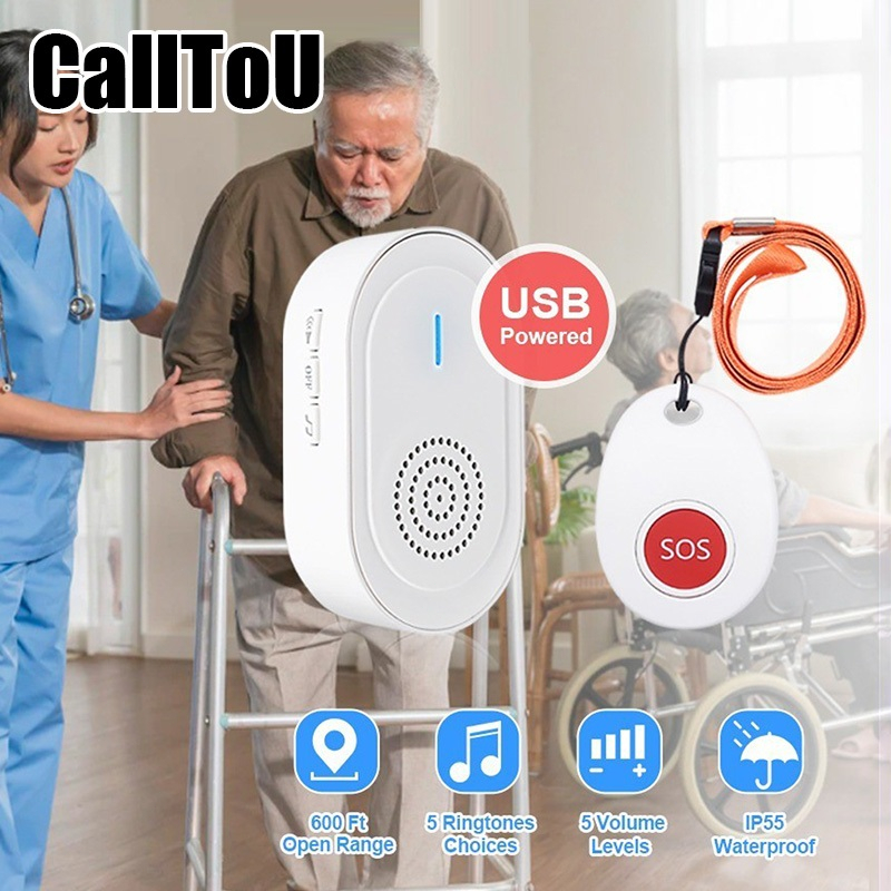 CallToU Emergency Alarm Bell Wireless Caregiver Pager Alarm for Elderly ...