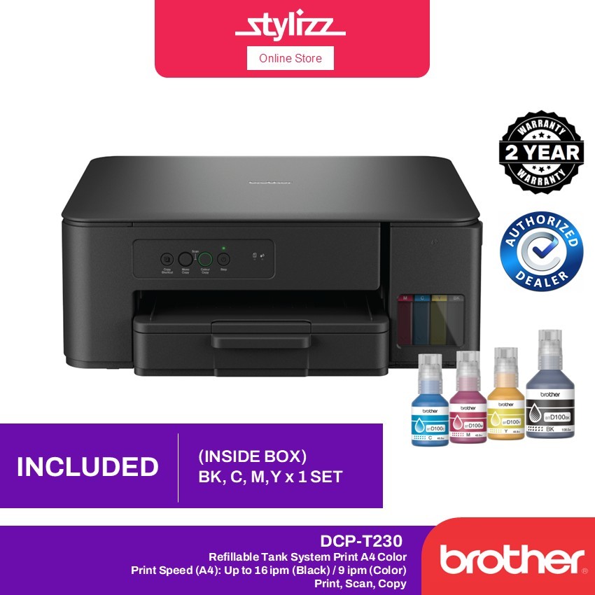 Brother 3 in 1 Printer Refillable Tank T230 - Come With 1 SET ORIGINAL ...