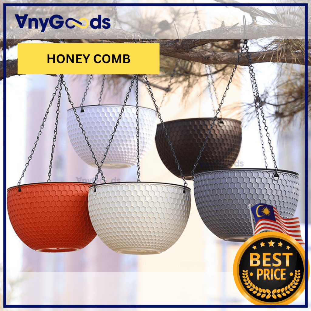 Plastic Flower Honeycomb Hanging Pot Rattan Basket/Pasu Bunga Gantung ...