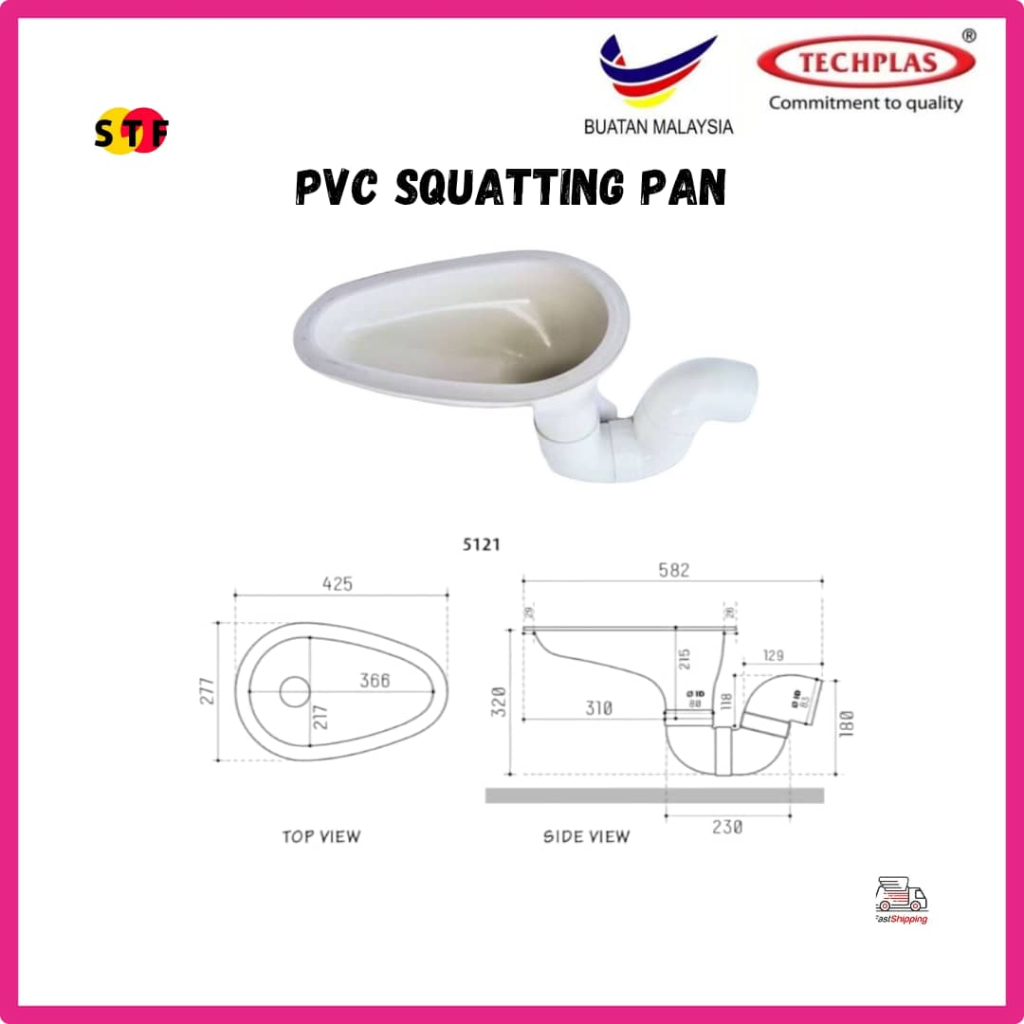 Tandas Plastik Cangkung / Mangkuk Tandas Plastik / Plastic Toilet Bowl Squatting Pan (TECHPLAS ...