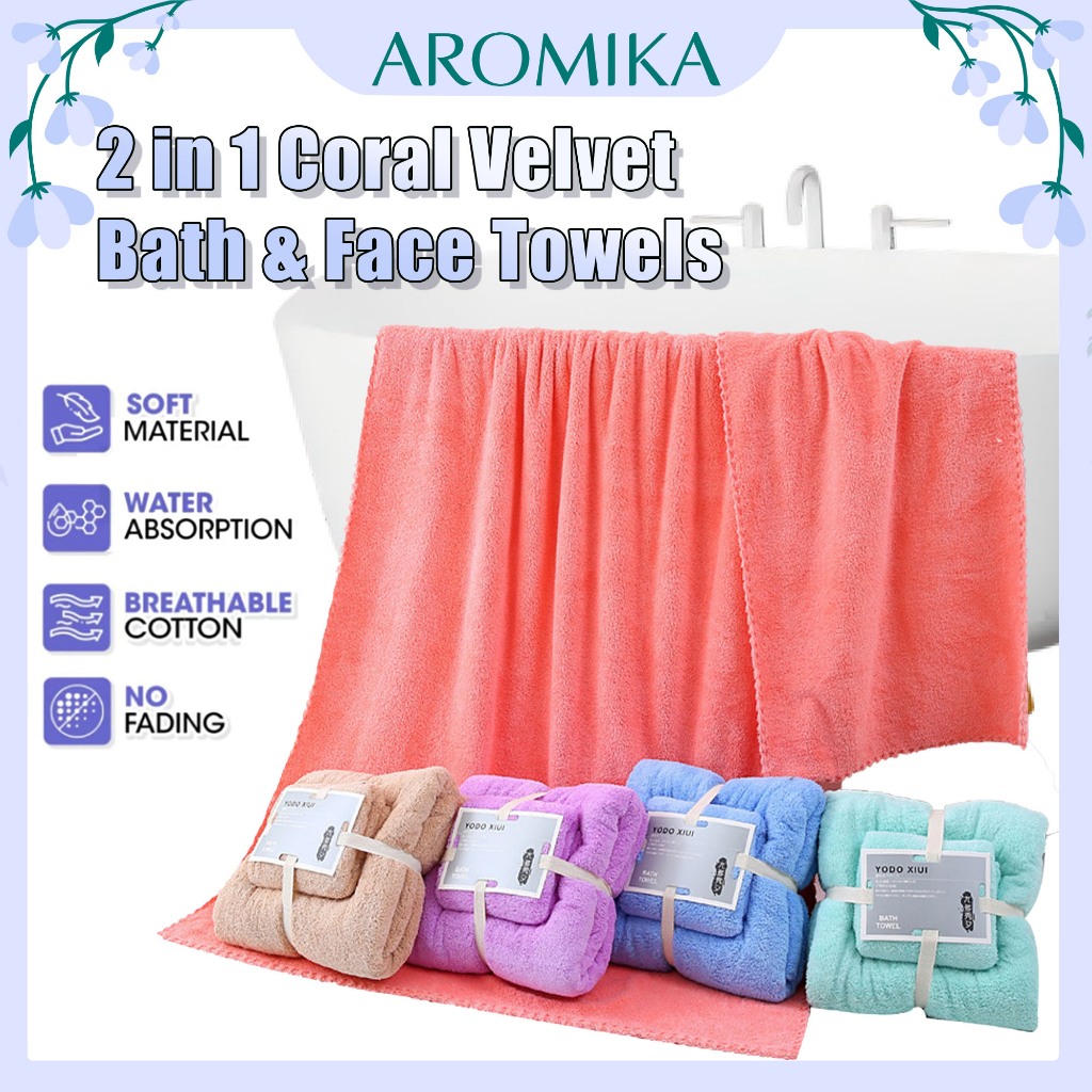 Bath Towel Face Towels 2 in1 Set Multifunction Luxury Absorbent Towel ...